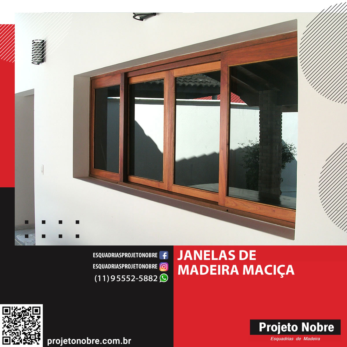 Janelas de Madeira Maciça - Projeto Nobre - Esquadrias de Madeira